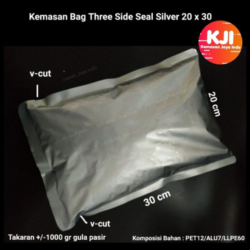 Jual Kemasan Bag 3 side seal silver 20x30.kemasan bubuk powder susu ...