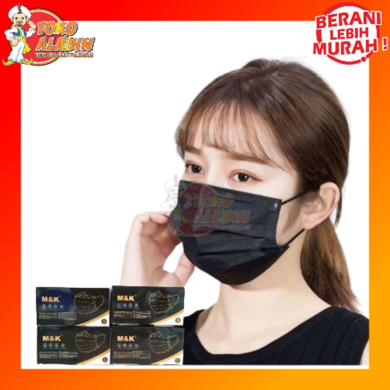 Jual Masker MK Earloop Hitam Isi 50 pcs | Shopee Indonesia