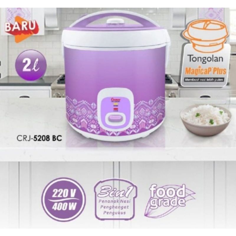 Jual Rice Cooker Cosmos CRJ - 5208 Ungu Ukuran 2 Liter | Shopee Indonesia