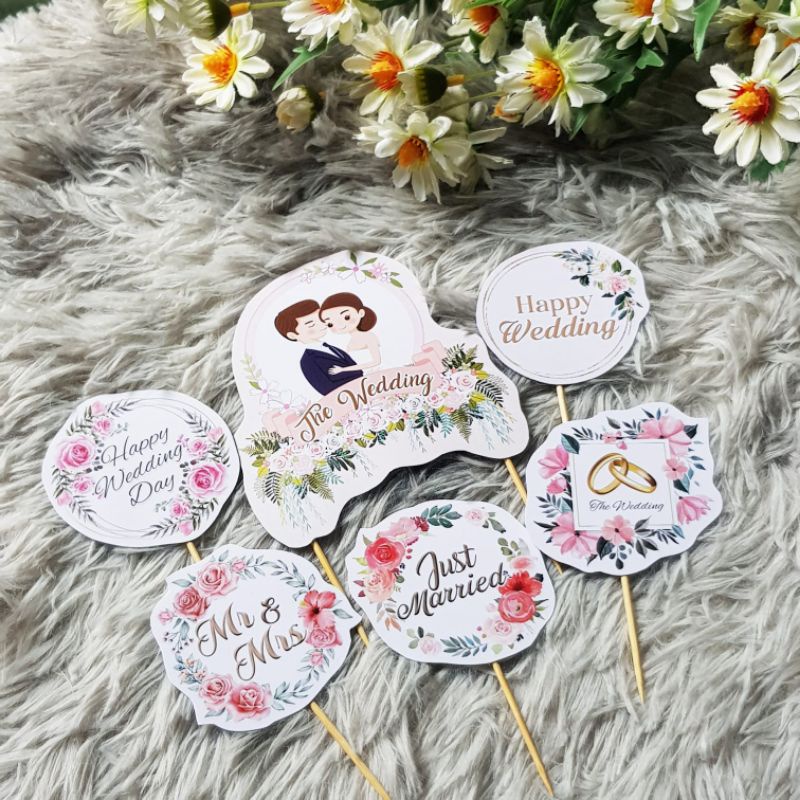 Jual satu set cake topper hiasan kue pernikahan perkawinan wedding cake ...