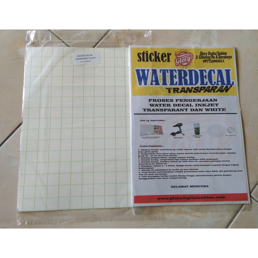 Jual WATER DECAL SLIDE WHITE DAN TRANSPARAN UK A4 / KERTAS DECAL UK A4 ...