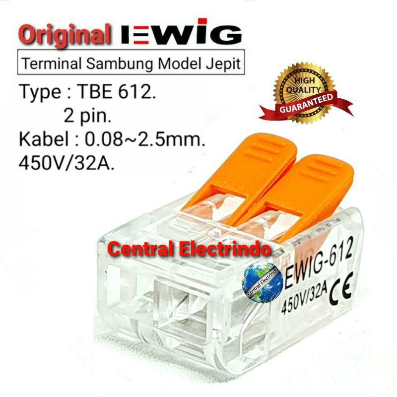 Jual Terminal Block Sambung EWIG 2Pin Max 2.5mm 32A 450V Model Jepit ...