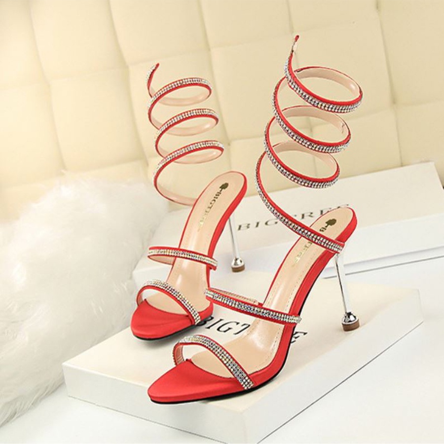Jual [ANNA] Red 34-40 [9cm] [20] Heels tali lilit - Woman Heels BIG ...