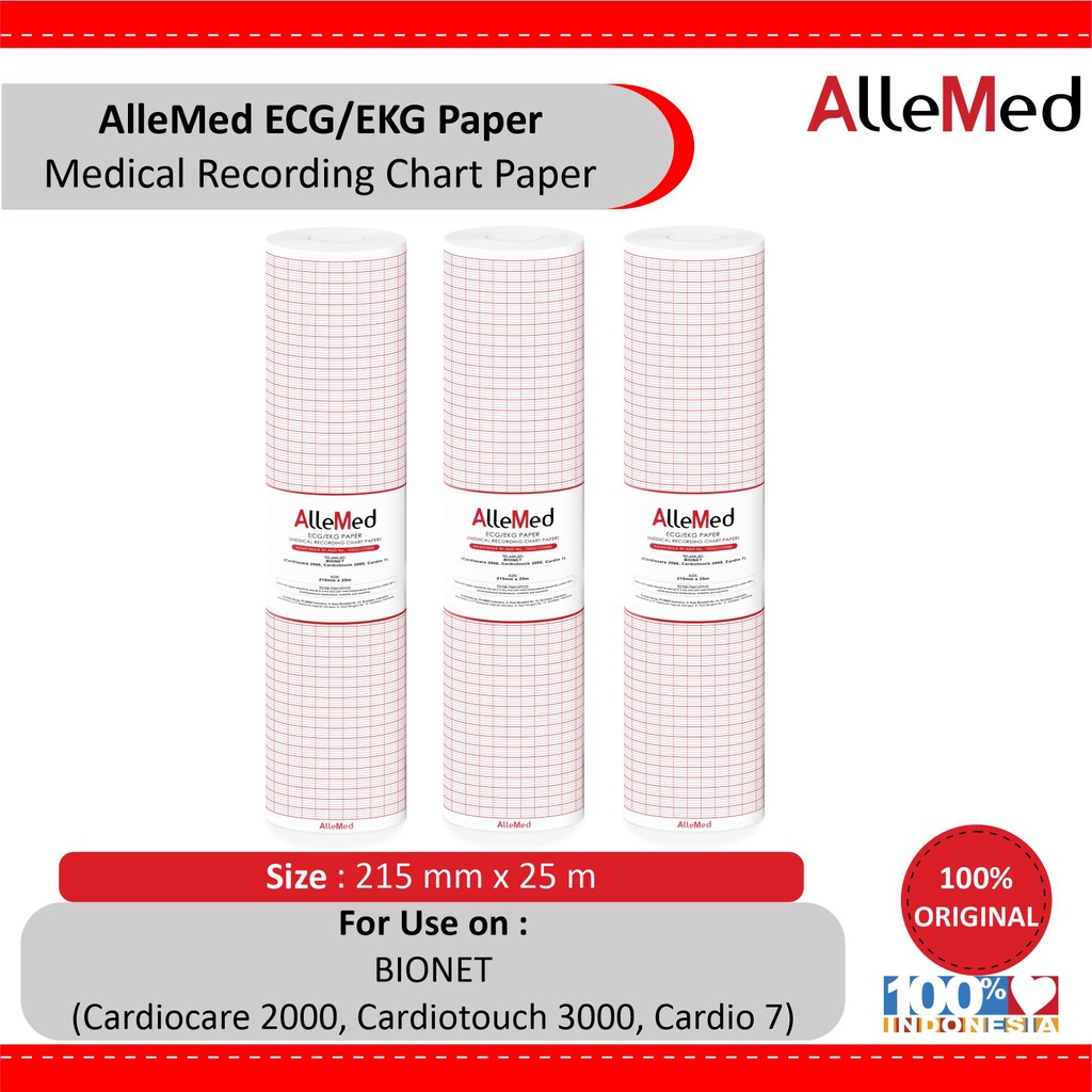 Jual AlleMed ECG Paper Bionet Cardiocare / Cardiotouch / Cardio 7 215MM ...
