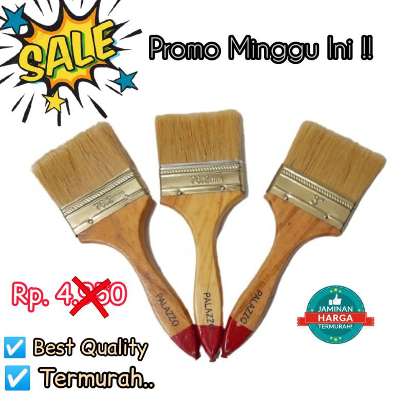 Jual KUAS CAT 3 INCH 3" 7cm BANGUNAN PAINT BRUSH KUAS CAT BULU PUTIH ...