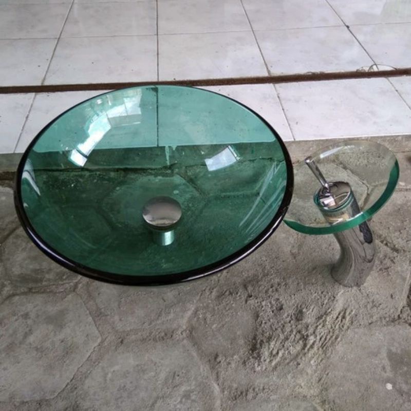 Jual wastafel baskom air terjun keran set kaca hand painted toilet ...