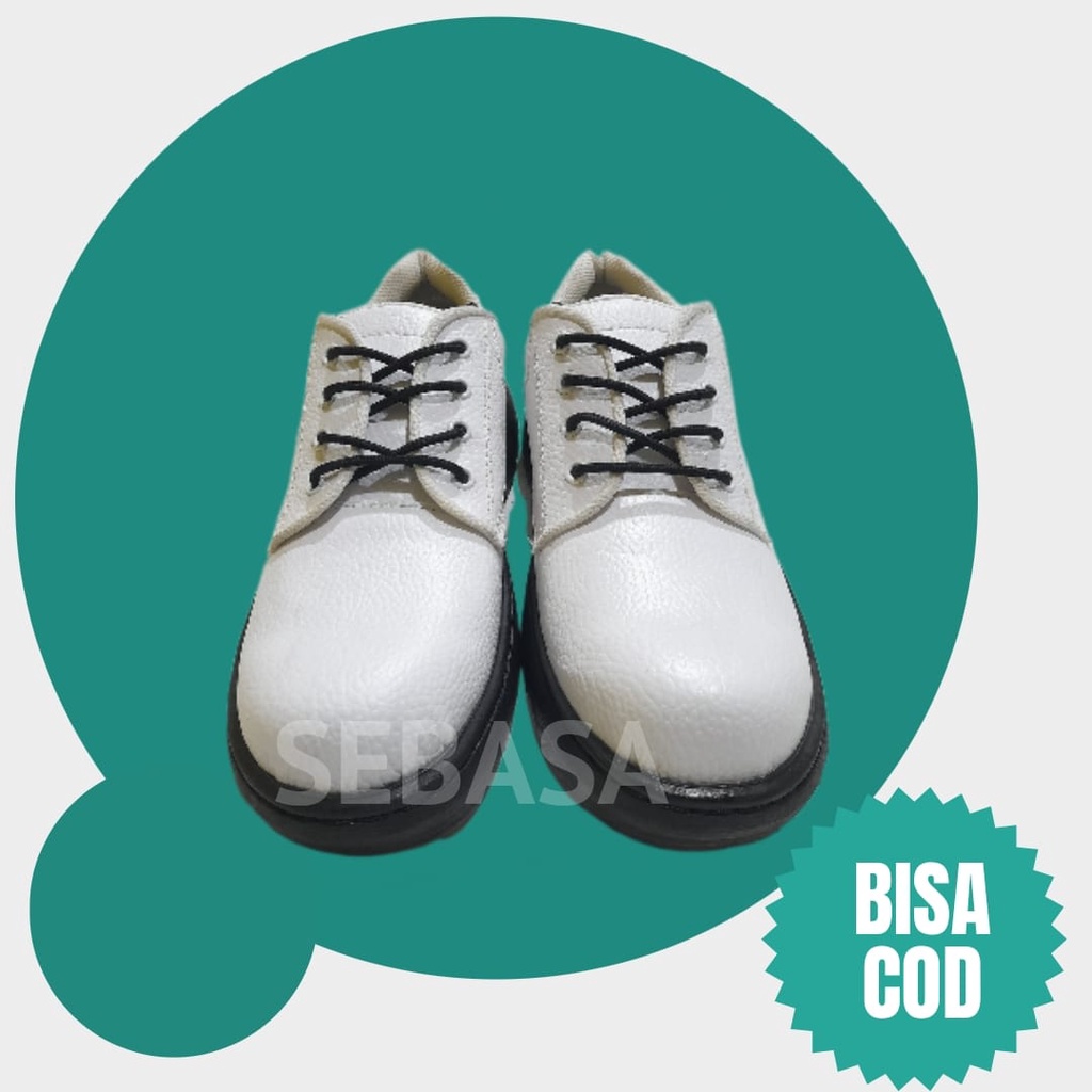 Jual sepatu safety pendek tali warna putih cocok untuk kerja | Shopee ...