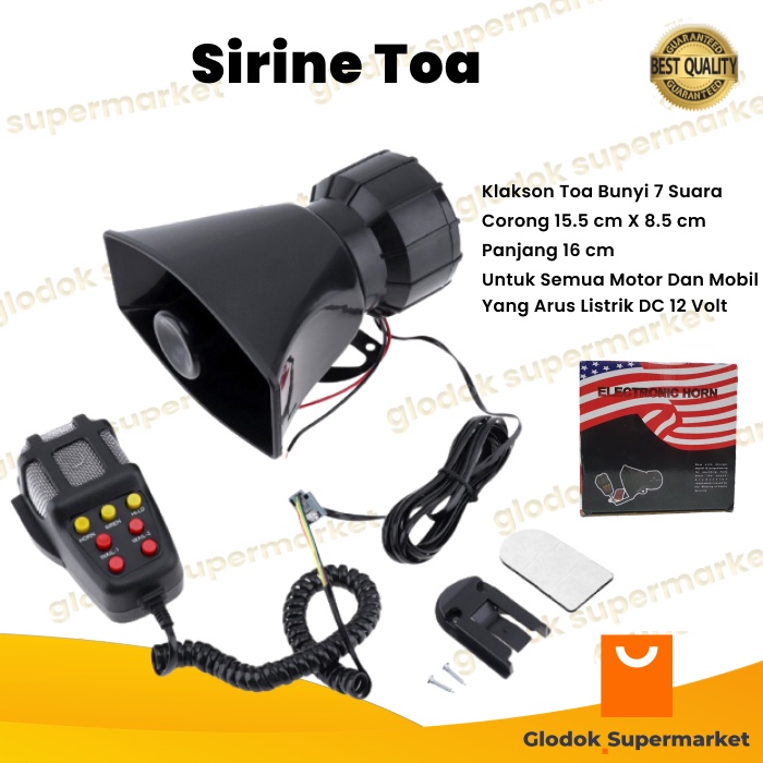 Jual Sirine Toa 7 Suara Klakson Mic Patwal 100w Polisi Patroli ...