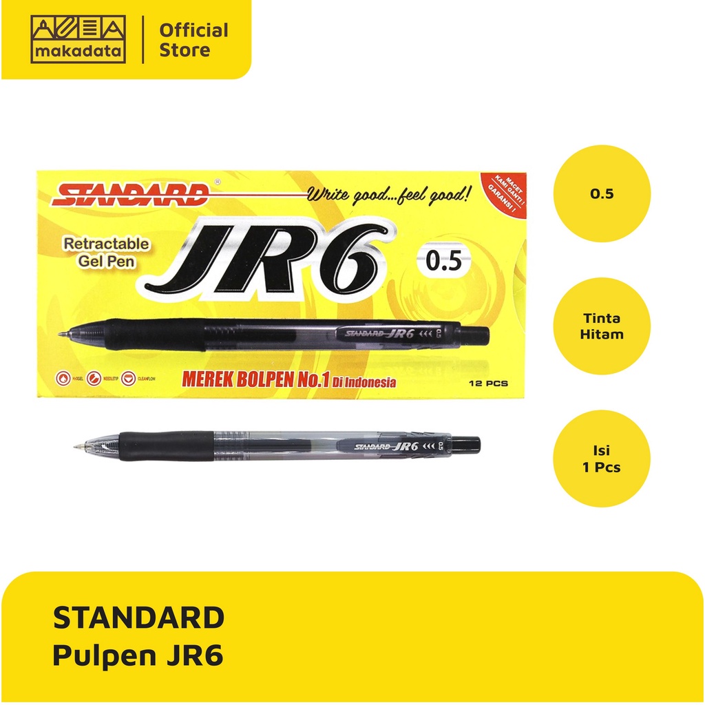 Jual BOLPEN / BALLPOINT / PULPEN STANDARD JR6 (1 PCS) MURAH | Shopee ...