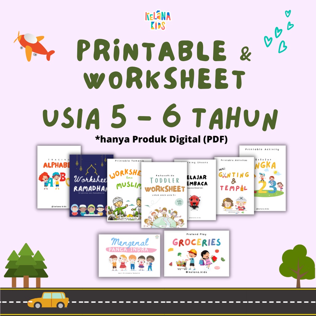 Jual Printable Worksheet Lembar Kerja Anak 5-6 Tahun TK PAUD Beragam ...