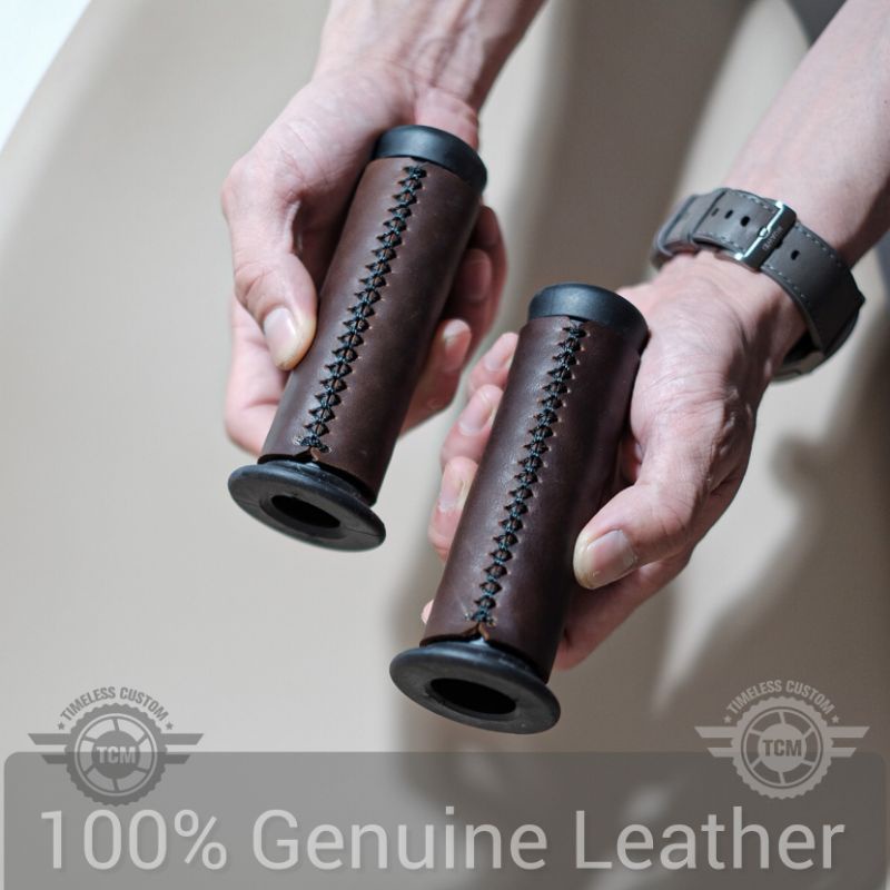 Jual Hand Grips Motor Custom Genuine Leather / Kawasaki W175 / Yamaha ...