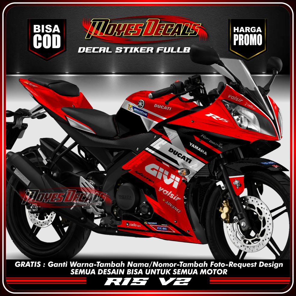 Jual decal stiker r15 v2 stiker motor r15 v2 stiker yamaha r15 v2 ...