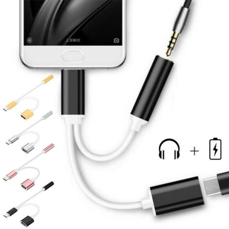 Jual Audio Splitter Converter Type C For Charging and Mic External 3 ...