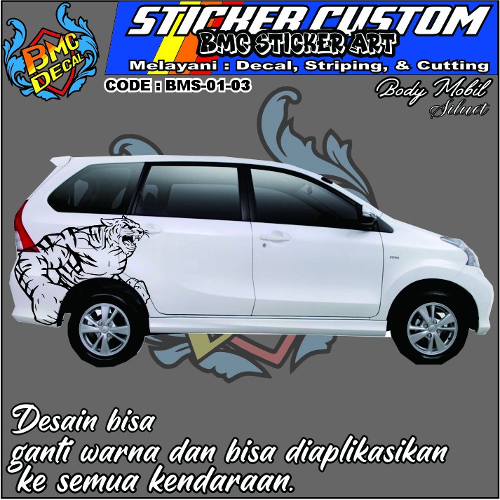 Jual Sticker Cutting Body Mobil Siluet keren Hulk, macan, samurai ...