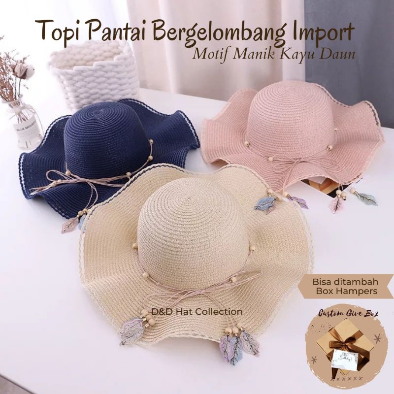 Jual Topi Pantai Gelombang Import Motif Manik Kayu Daun | Shopee Indonesia