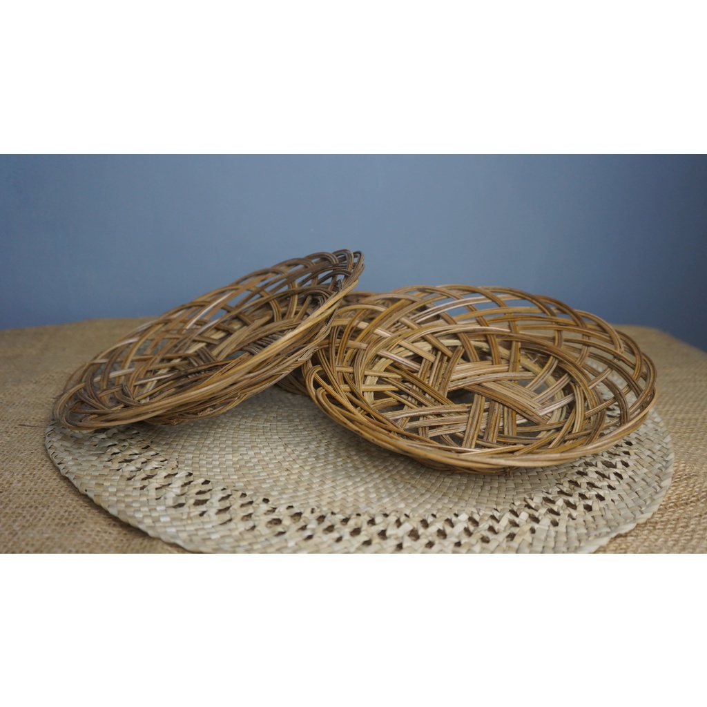 Jual Piring nasi Piring Lauk Piring Saji Anyaman Lidi ukuran 25 cm ...