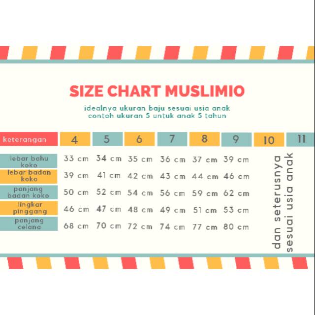 Jual SIZE CHART SERAGAM MUSLIM | Shopee Indonesia