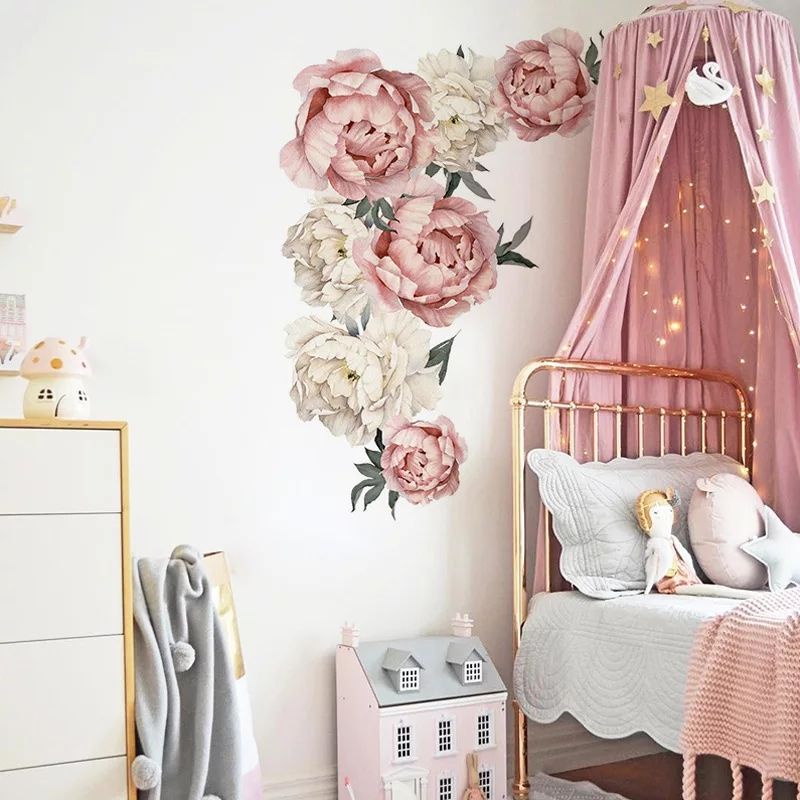 Jual Wall Sticker Bunga Peony Mawar Rose Pink Putih Jumbo Stiker ...