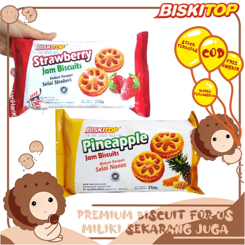 Jual BISKITOP - JAM 250g Biskuit Biskitop Rasa Buah Nanas Strawberry ...