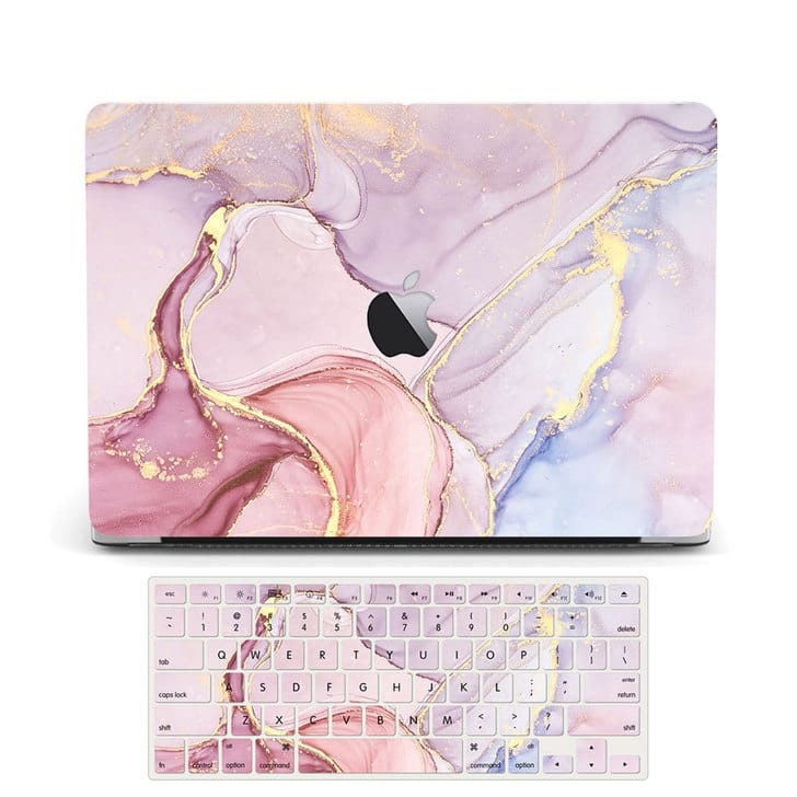Jual Macbook Case Marble Pink Sky Colorful Set With Keyboard Cover ...