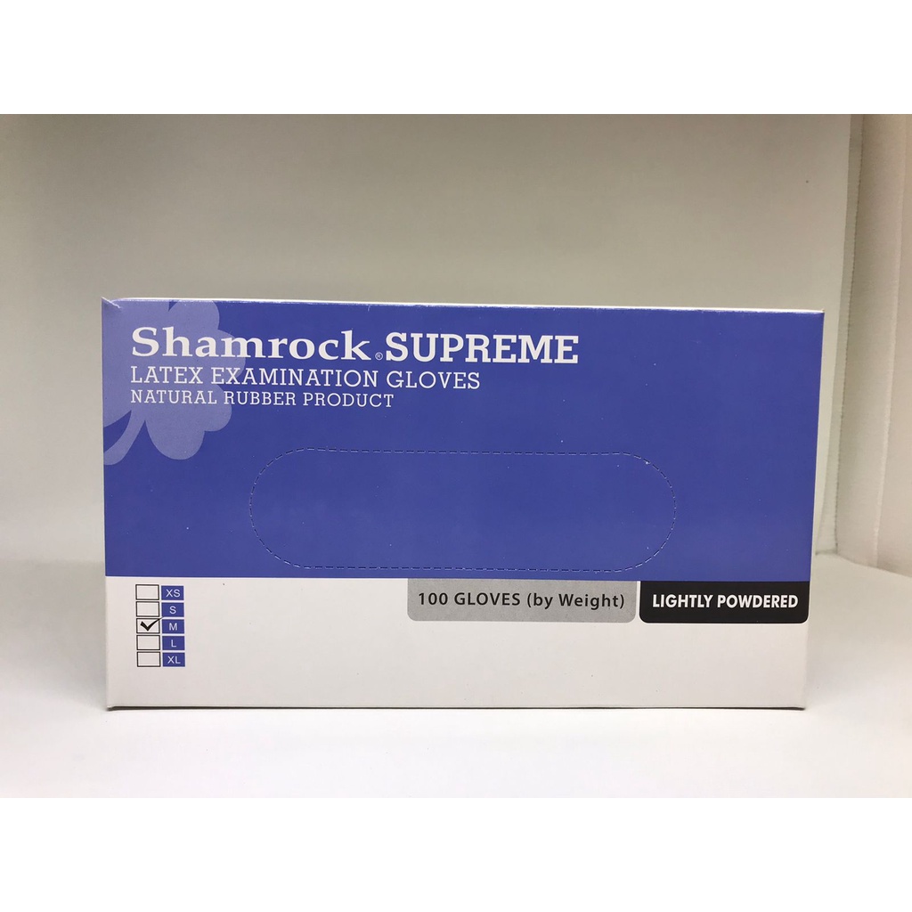Jual Shamrock SUPREME LATEX EXAMINATION GLOVES LIGHTLY POWDERED ...