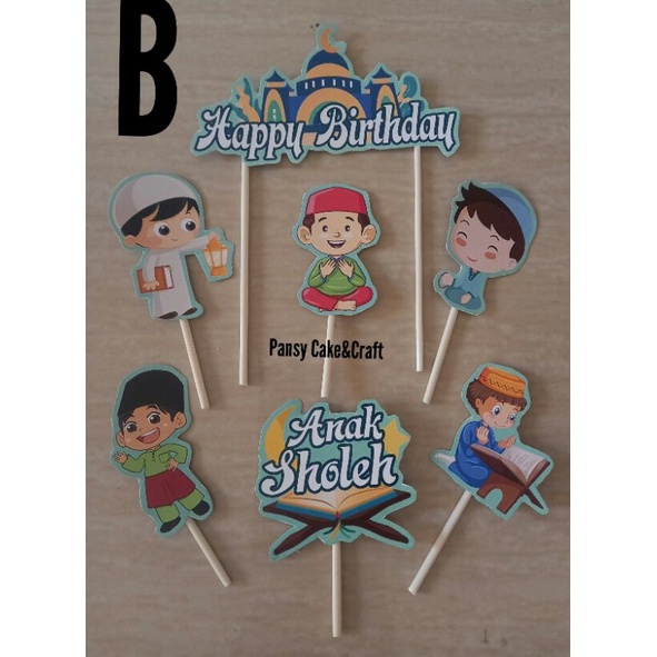 Jual Cake topper / cupcake topper Santri / Islamic Boy + banner ...