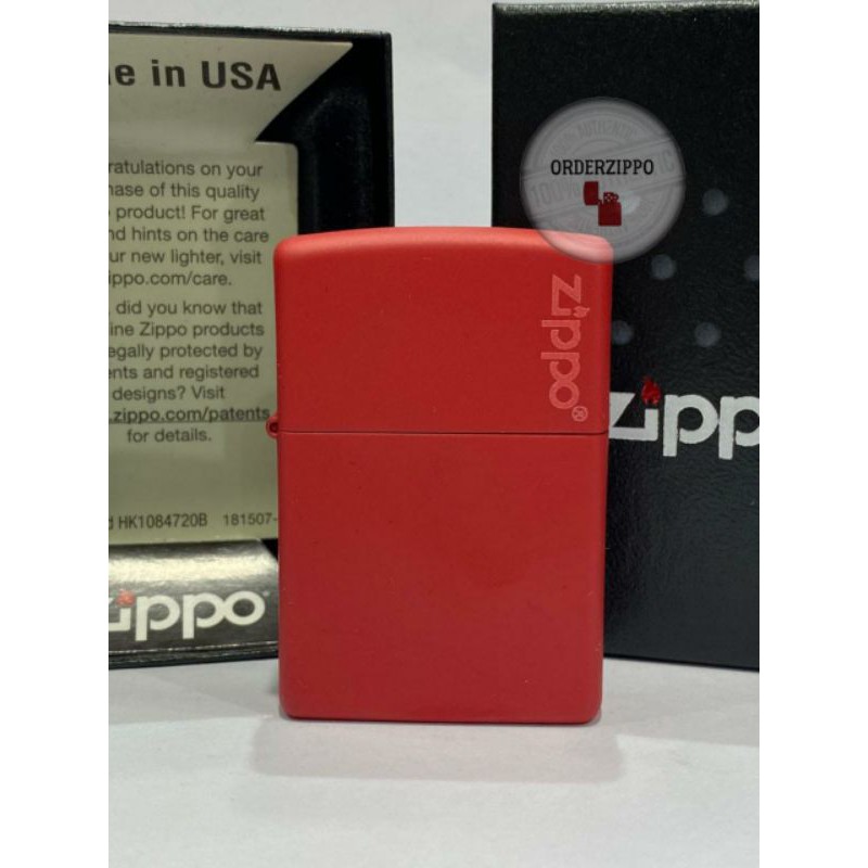 Jual Zippo Original Red Matte With Logo 233ZL | Shopee Indonesia