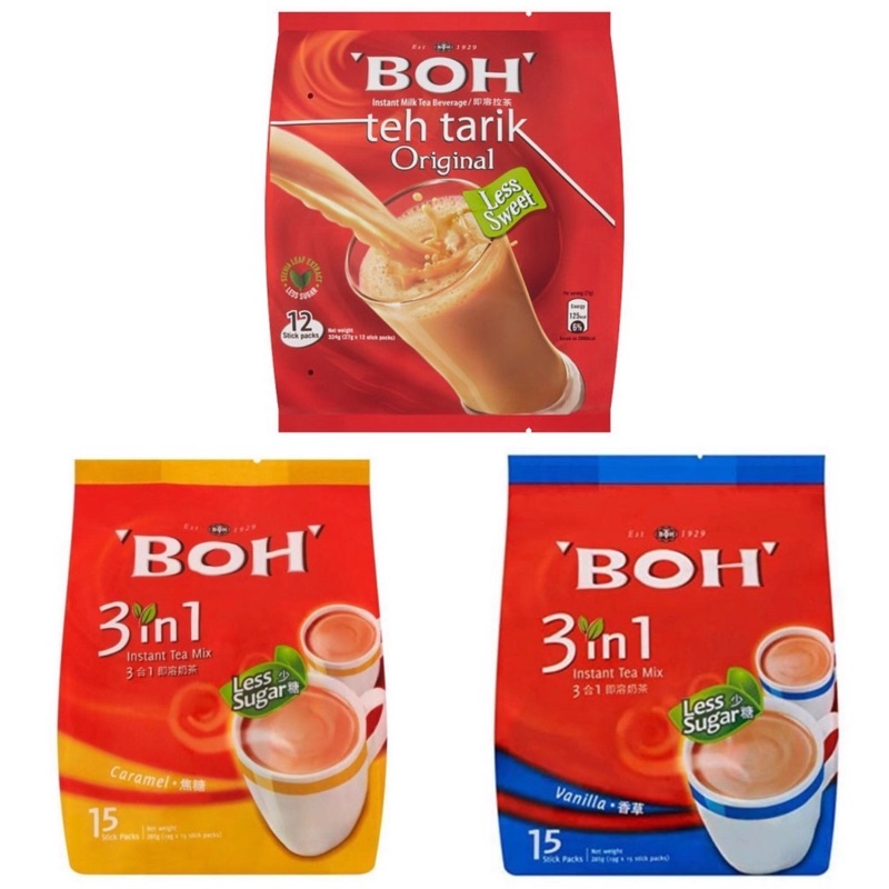 Jual BOH Teh Tarik Original Less Sugar 12 sachet/Boh 3 In 1 Instant Tea ...