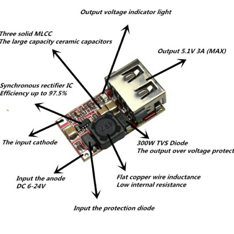 Jual Step Down USB Modul (DC 6-24v - DC 5v USB) | Shopee Indonesia