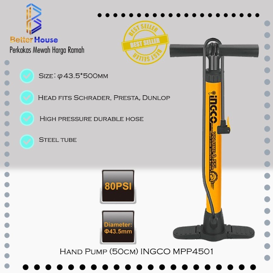 Jual Hand Pump (50cm) INGCO MPP4501 - Pompa Angin Manual Tangan Sepeda ...
