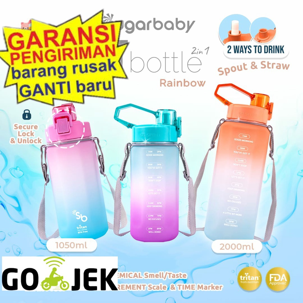 Jual Sugarbaby Tritan Fit Bottle 2in1 (Rainbow) - 1050ml Sugarbaby ...