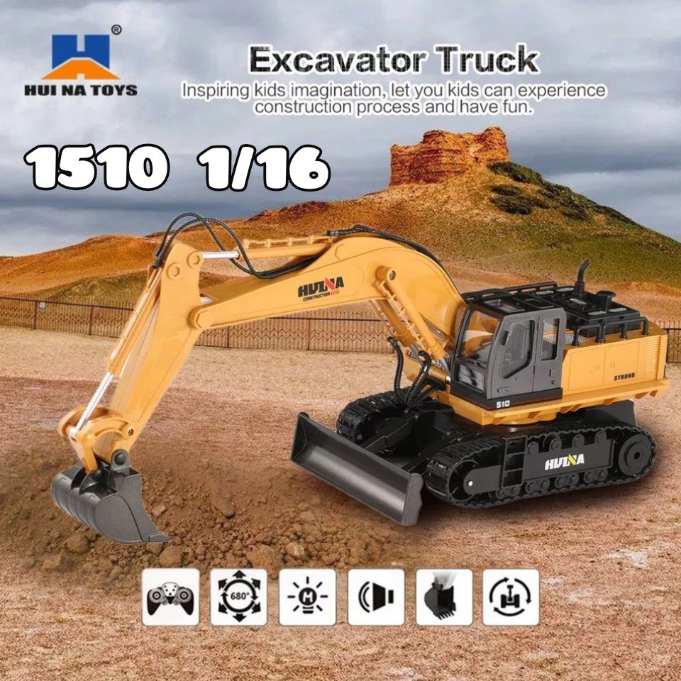 Jual RC Huina 1510 Excavator with Dozer Bucket 1/16 11ch Alloy | Shopee ...