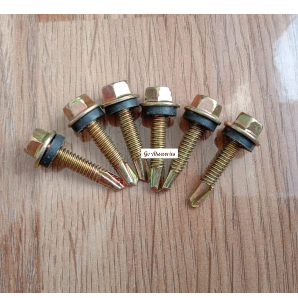 Jual Baut roofing HDS / Baud roofing skrup 12 x 25 mm | Shopee Indonesia