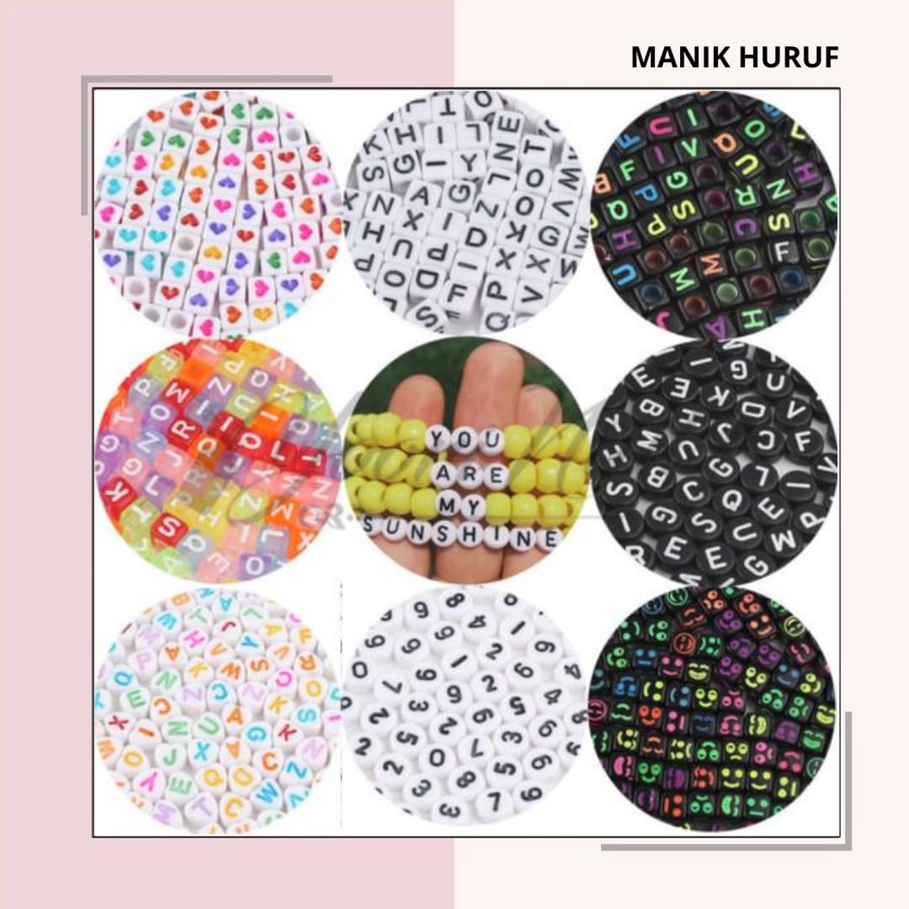 Jual 200-250pcs Manik huruf beads letter kotak bulat rainbow alphabet ...