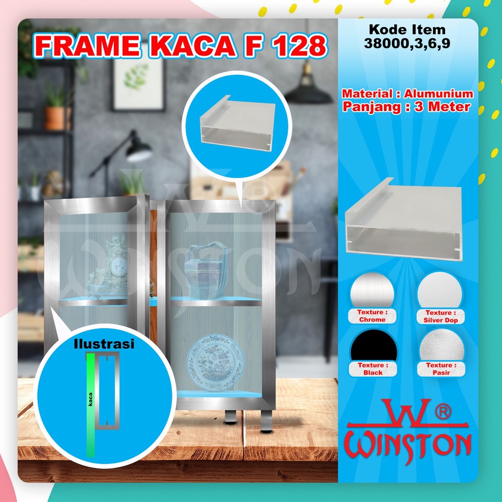 Jual Frame Edging Handle Pintu Panel F128 Alumunium SILVER DOP - PASIR ...