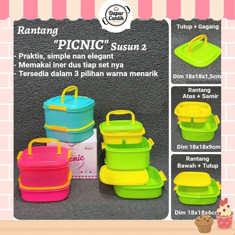 Jual DapurCantik Rantang 2 Susun Rantang Piknik Food Container Picnic ...