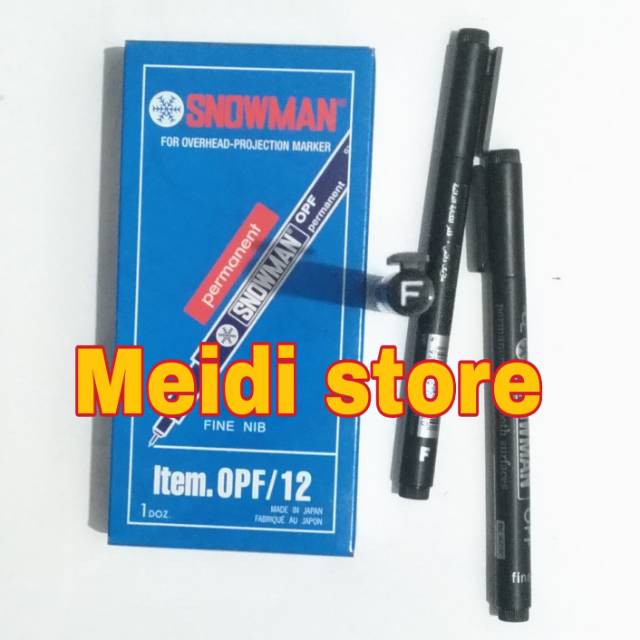Jual PEN SNOWMAN OPF 1/2 / OHP HITAM/ PEN F GLASS / PULPEN SNOWMAN ...