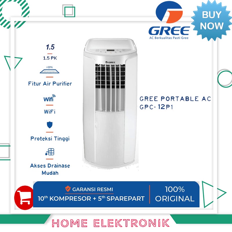 Jual AC GREE PORTABLE GPC-12P1 1,5 PK NON INVERTER R32 GOLD FIN WIFI ...
