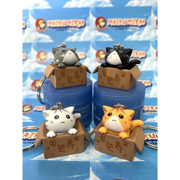 Jual Figure Keychain / Gantungan Kunci Cute Animal Cat in Box Neko ...