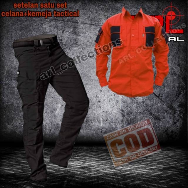 Jual Setelan satu set celana+kemeja orange 511 TACTICAL BPBD/BNPB/TIMSAR/BASARNAS/PDL/LAPANGAN ...