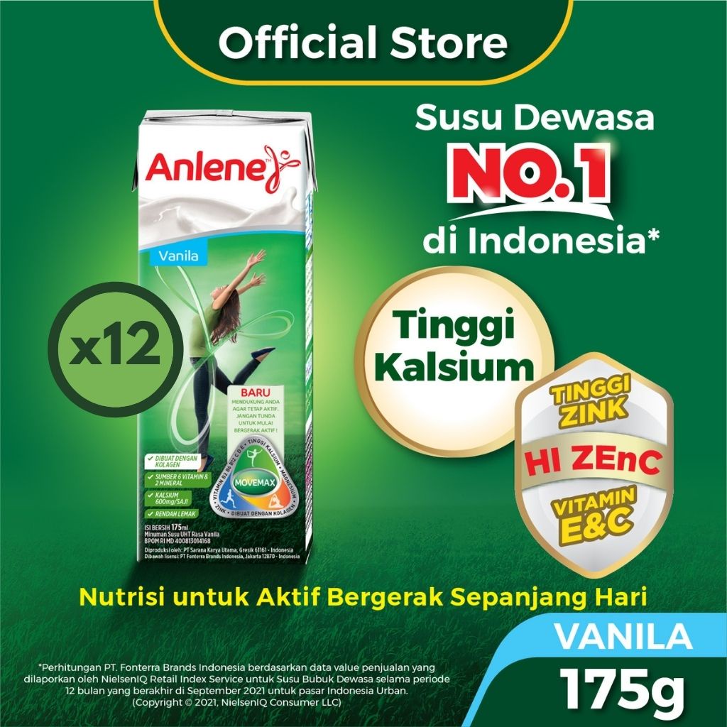Jual Anlene Susu UHT Vanila 12 x 175ml | Shopee Indonesia