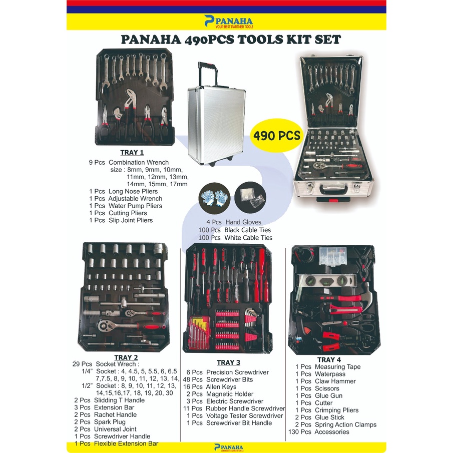 Jual Panaha 490 Pcs Tool Kit Set (Koper) | Shopee Indonesia