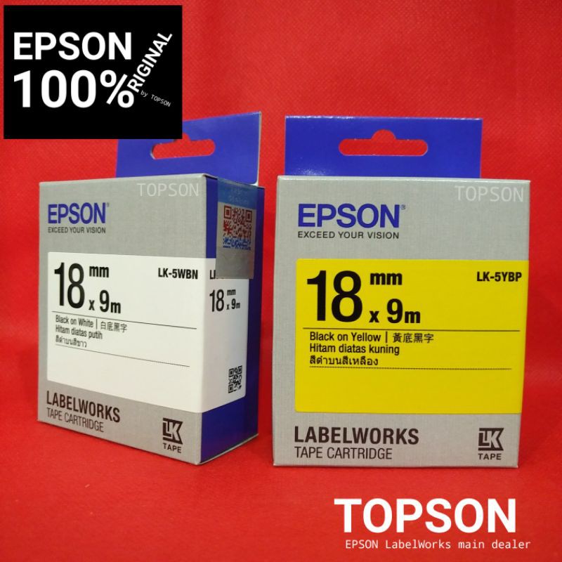 Jual Epson LK-5WBN LK-5YBP LabelWorks 18mm 9meter Label Tape Cartridge ...