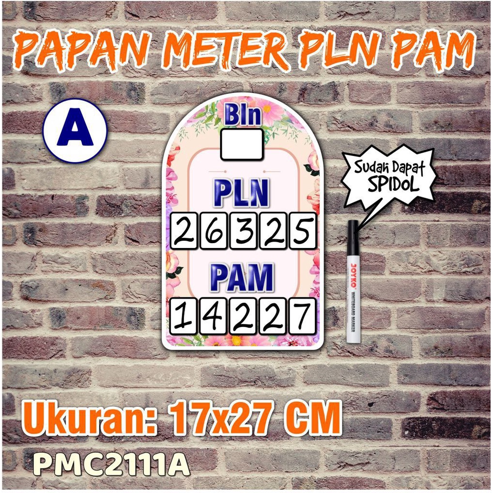 Jual MY Papan Meter PAM PLN Listrik bahan PVC gantung/tempel aneka ...