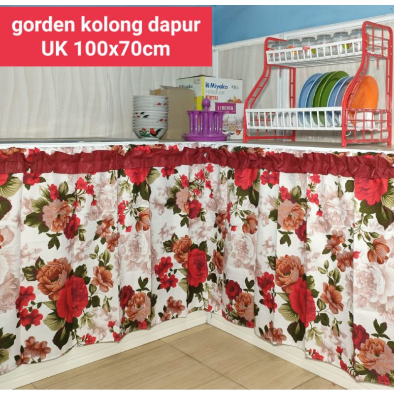 Jual Gorden Kolomg Dapur Motif Red Shabby | Shopee Indonesia