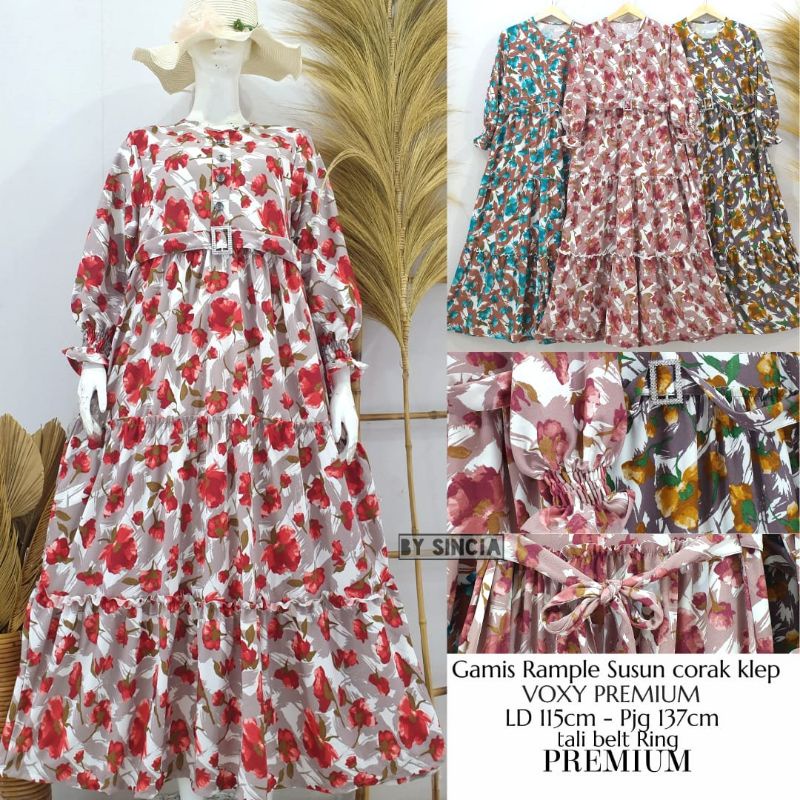 Jual Gamis mayung rempel 3 susun + sabuk lengan smoked bahan voxy ...