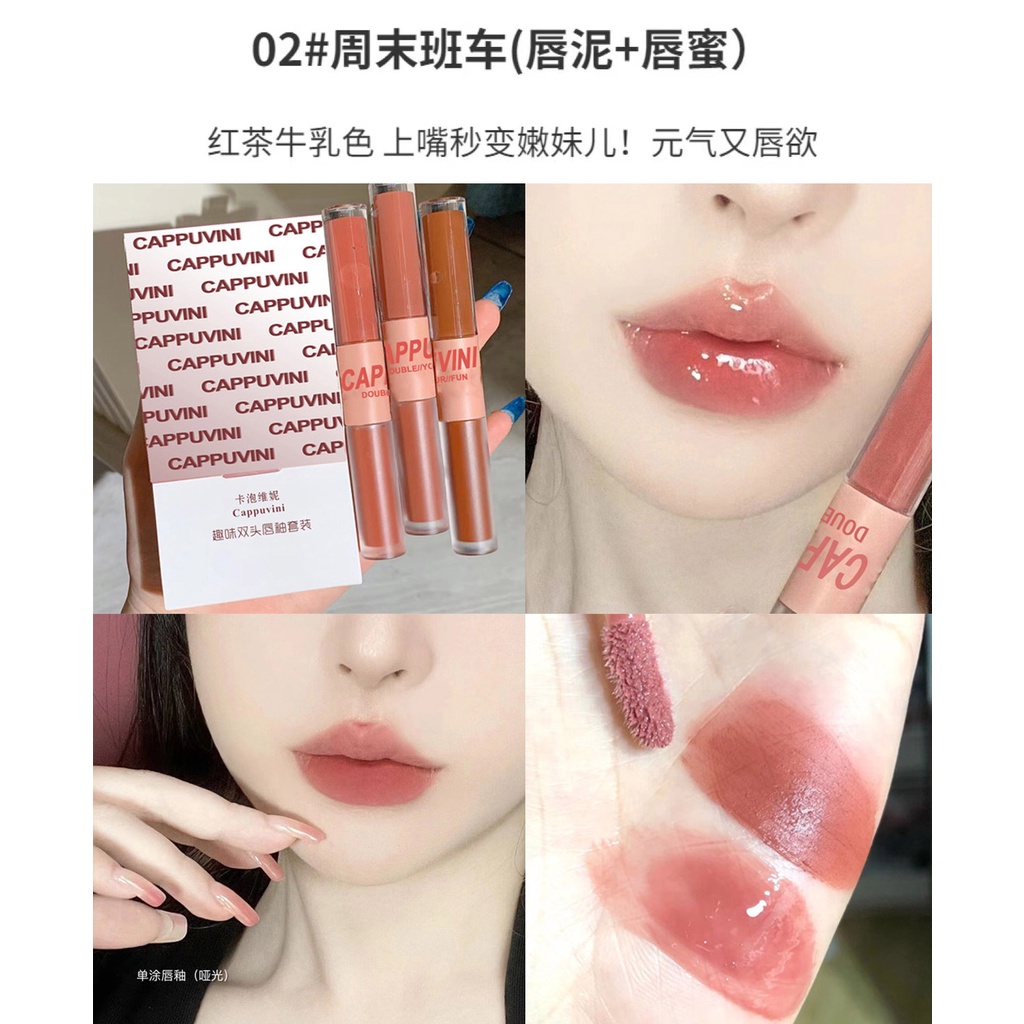 Jual Lipstik Cappuvini 2in1 Lip Cream LipGloss dua sisi Matte Lipstik ...