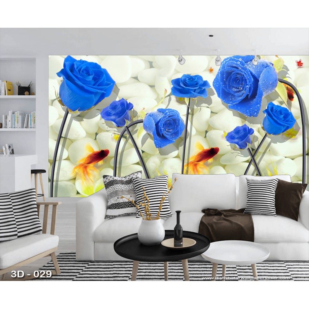 Jual 3D Wallpaper Custom Sticker dinding Bunga Fower Wallpaper Custom ...