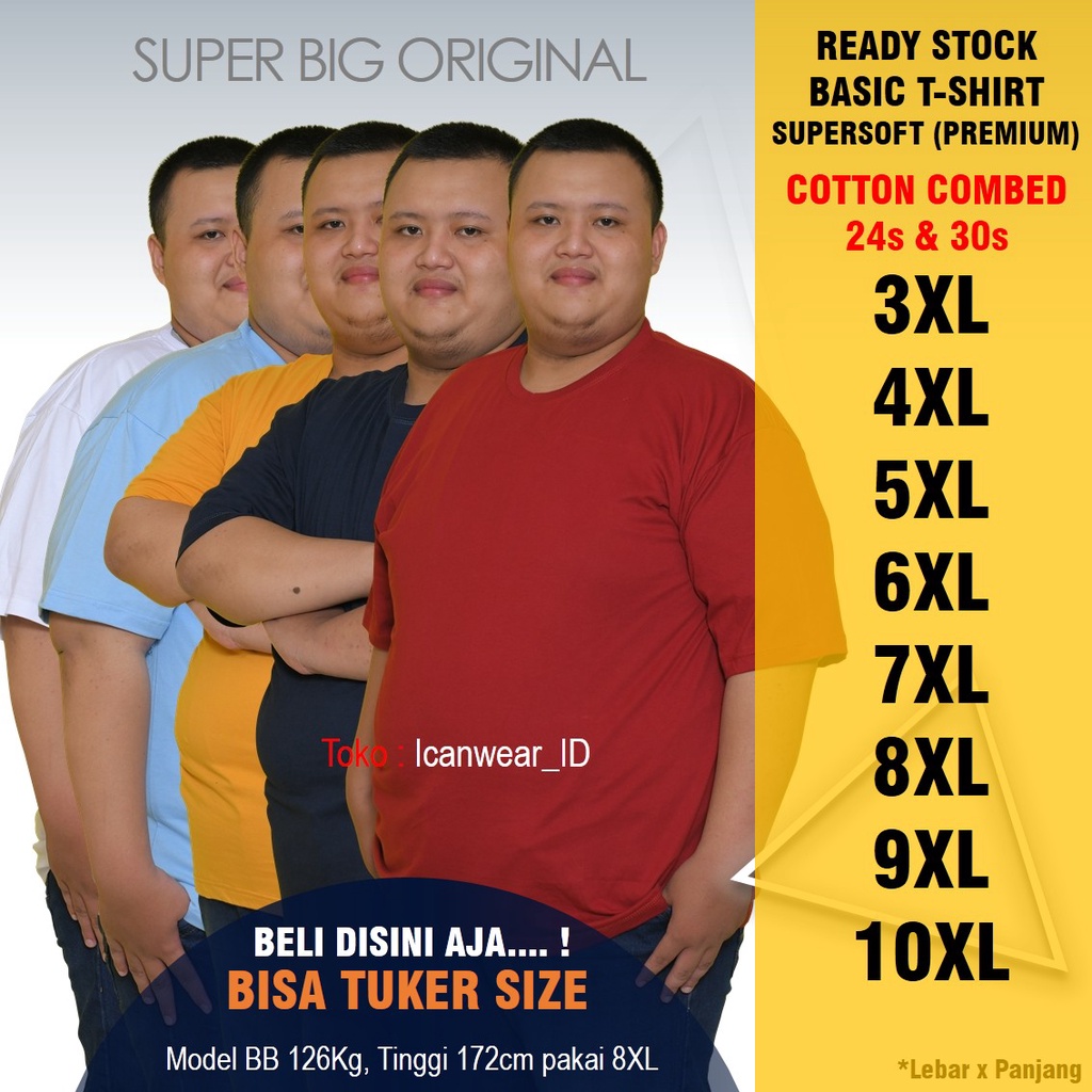 Jual ICW Kaos Summer Big Size Original xxl xxxl xxxxl 3xl 5xl 6xl 7xl ...