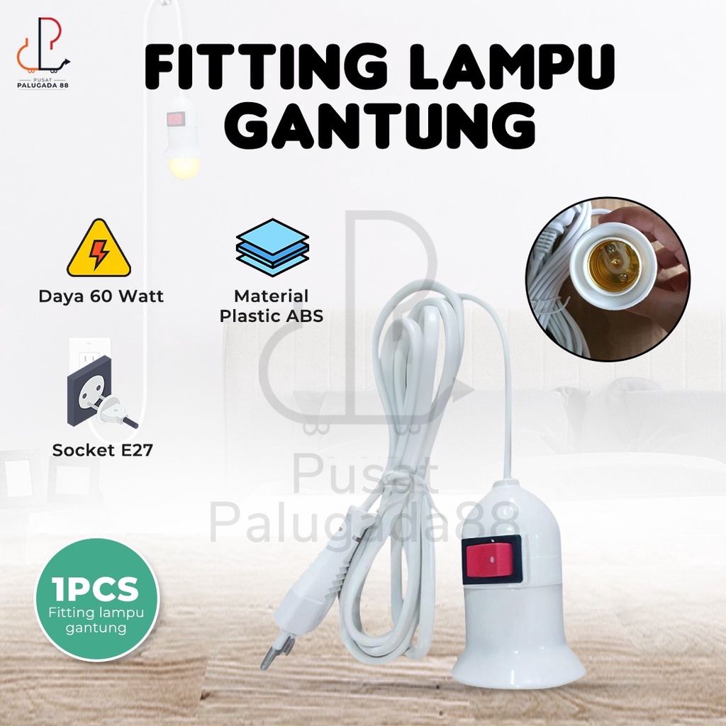 Jual Fitting Lampu Gantung Kabel Saklar Switch On Off E27 Piting Fiting ...